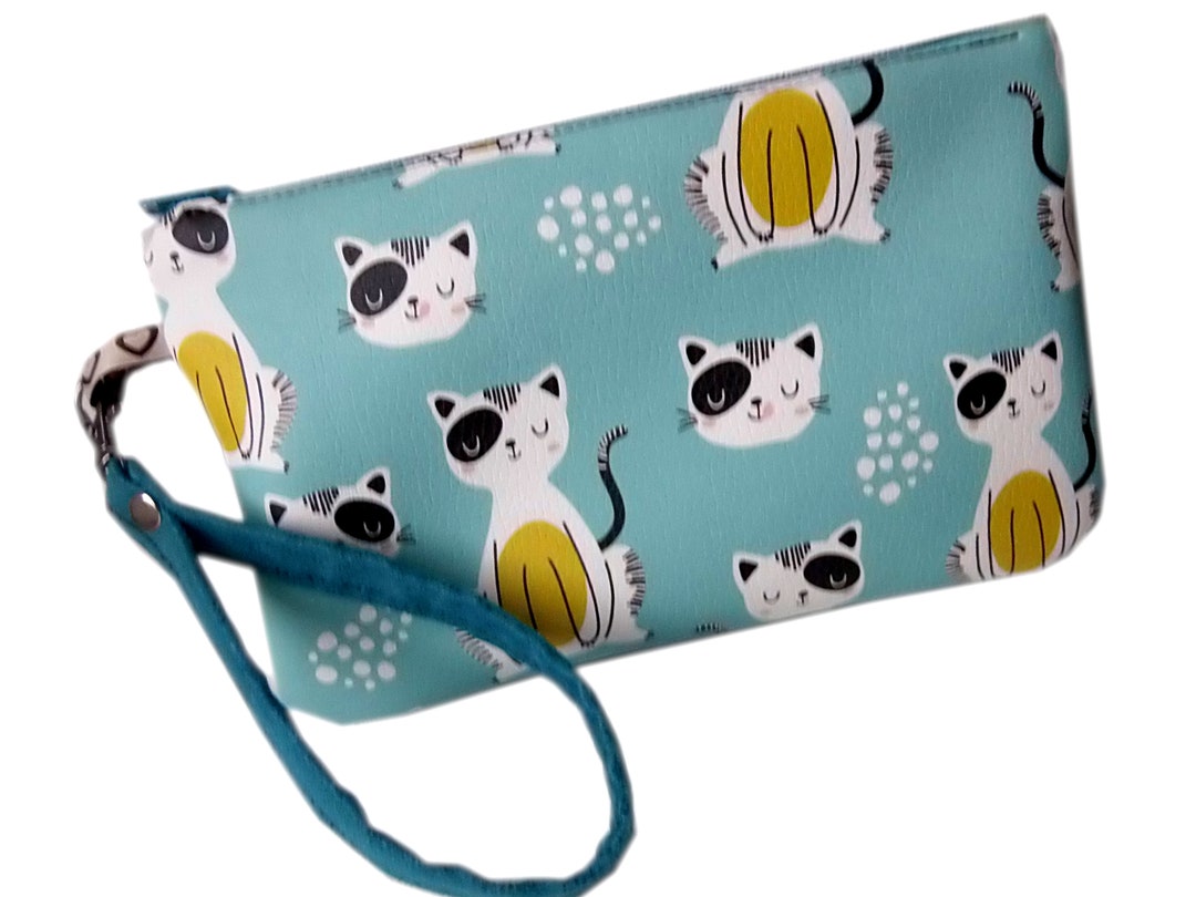 Smartphone Kit Cute Turquoise Cats, Phone Pouch Cute Cats, Makeup Bag ...