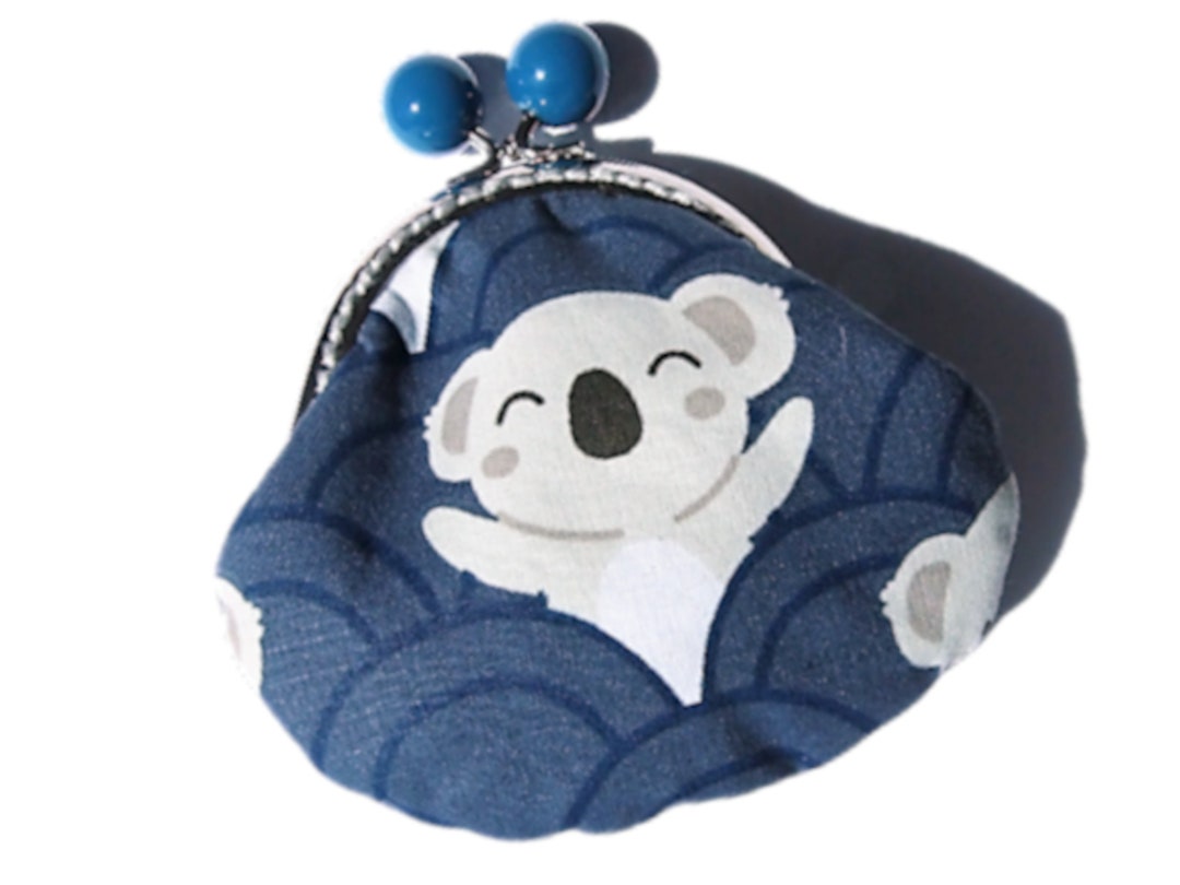 Retro-style Grey Background Koala Coin Holder With Metallic Clasp With ...
