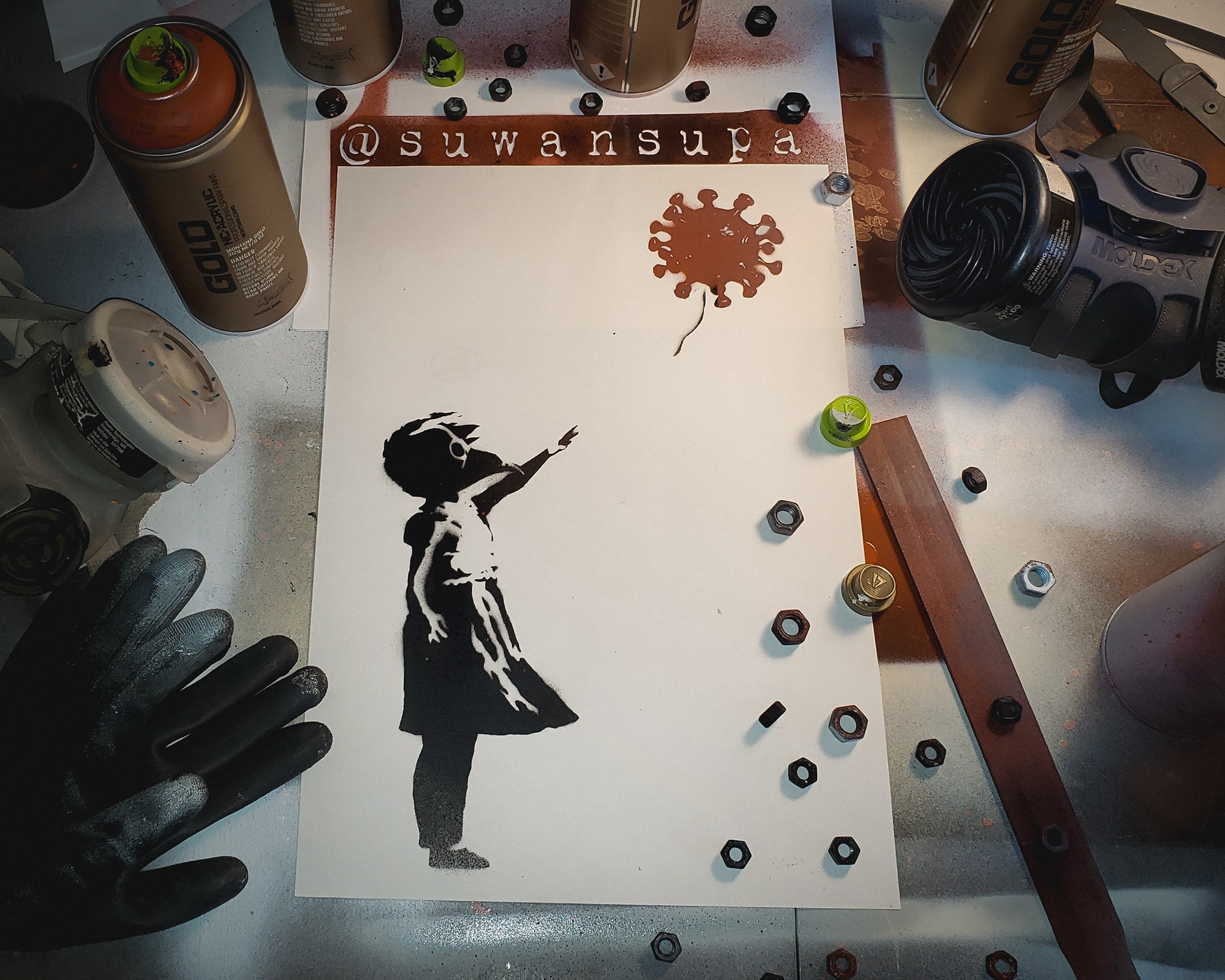 Banksy inspired Spray Paint Painting / Stencil Art / Street Art ...