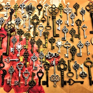 Gothic Victorian Replica Skeleton Keys Antique Charm Vintage - Etsy