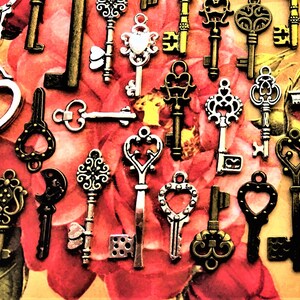 Gothic Victorian Replica Skeleton Keys Antique Charm Vintage - Etsy