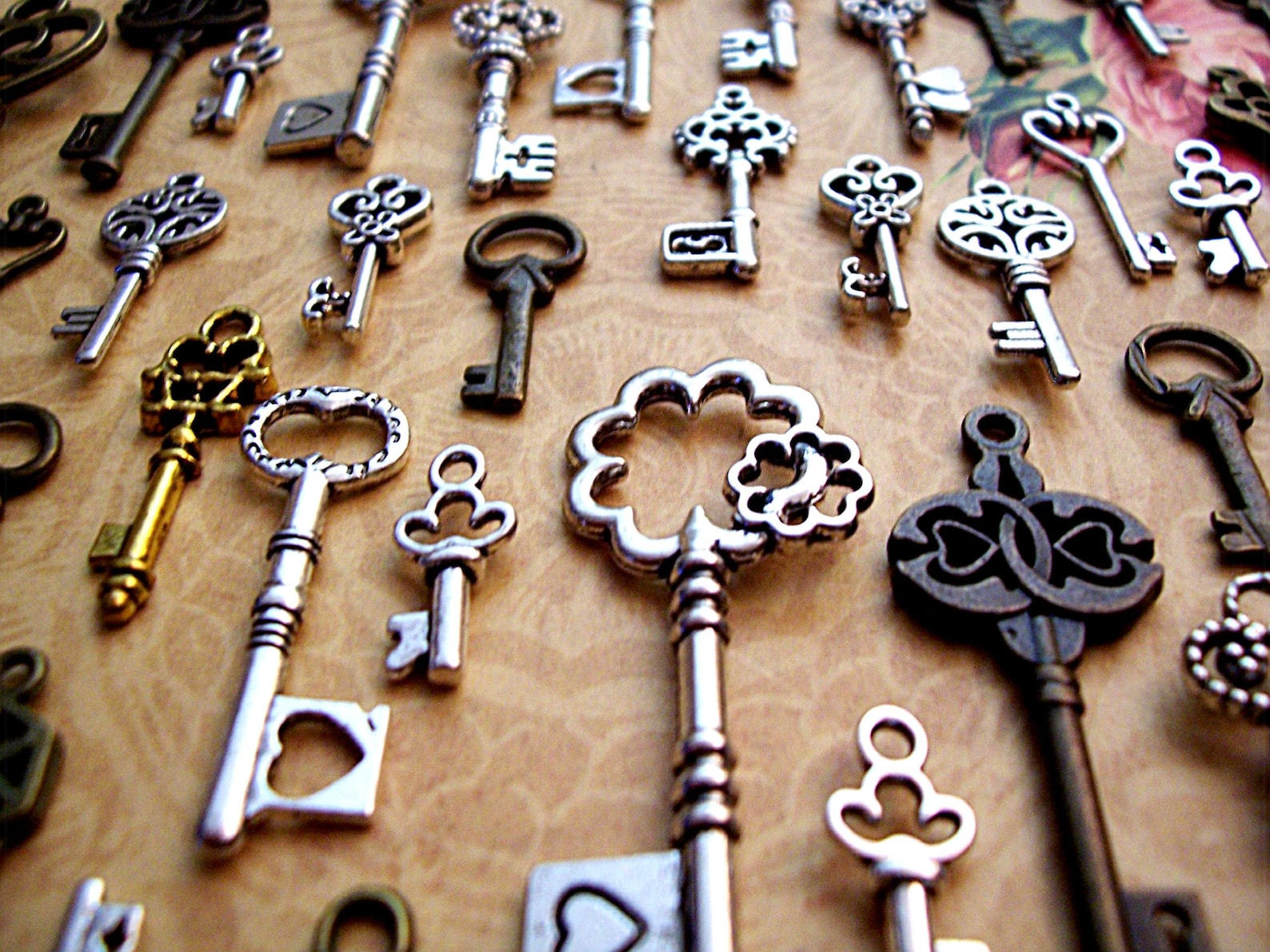 Silver & Brass Replica Vintage Keys Skeleton Key Antique Gate Church ...