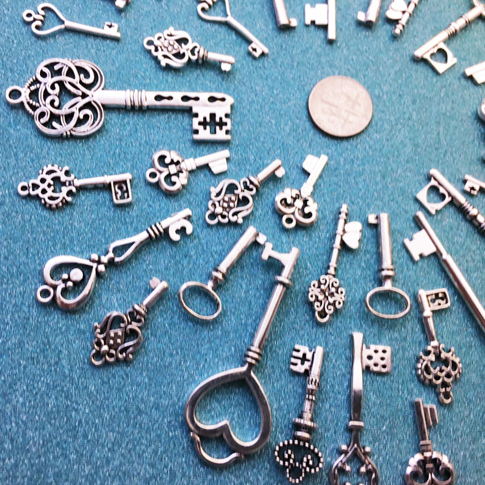 Replica Brass Gold & Silver Keys to the Castle Beads Charms | Etsy