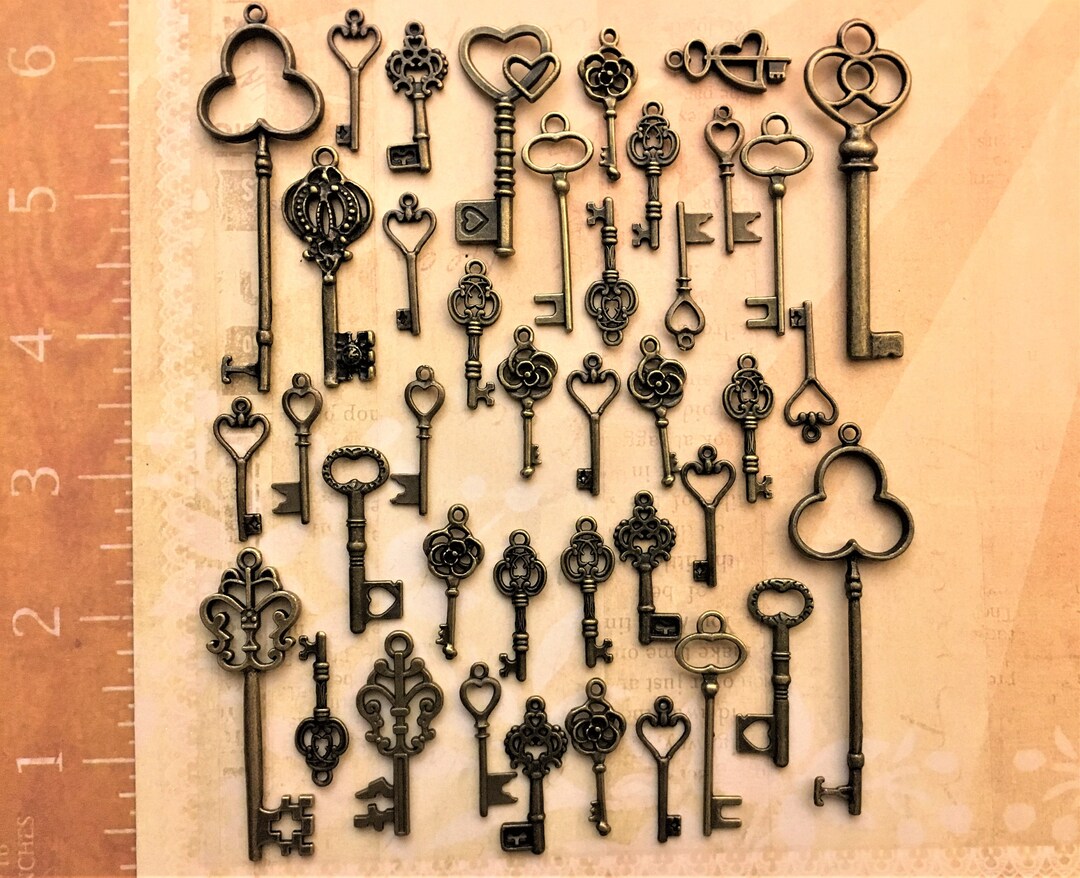 Replica Victorian Keys Silver Gold & Brass Antique Vintage Skeleton ...