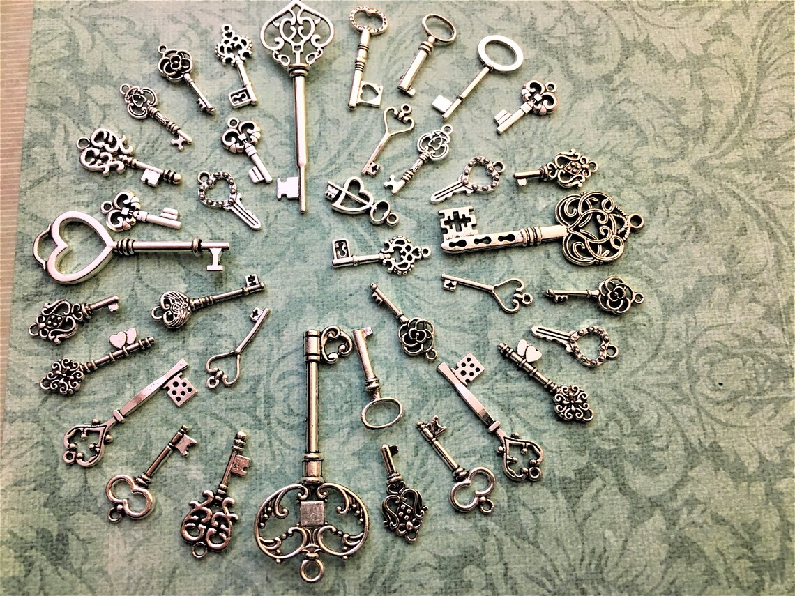 Replica Old Key Brass & Silver Skeleton Bulk Steampunk Vintage | Etsy