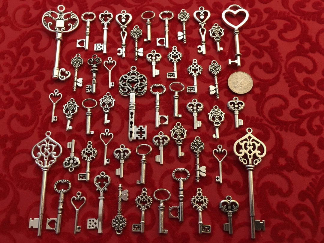 Replica Brass Gold & Silver Skeleton Keys Gothic Charms - Etsy