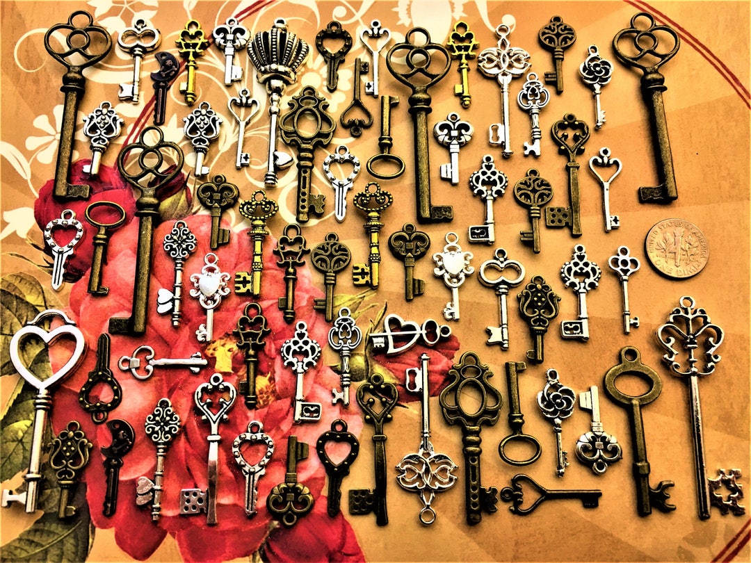 Replica Intriguing Flying Skeleton Keys Vintage Antique Charms Jewelry ...
