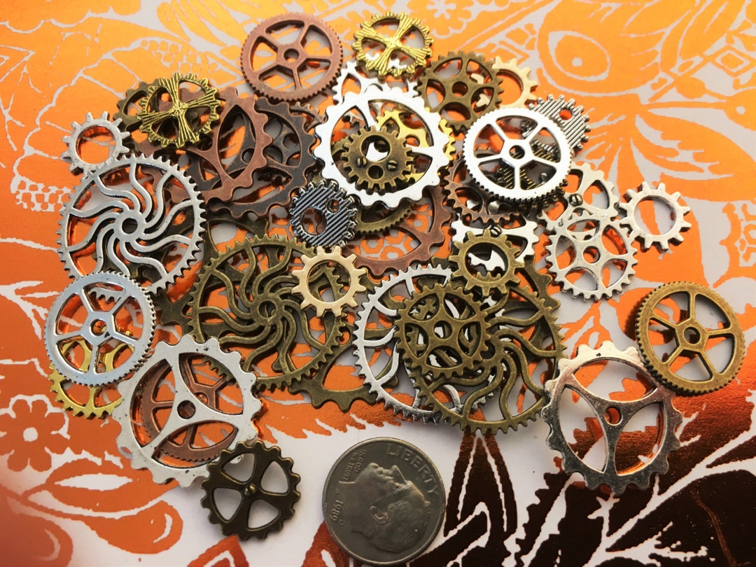 Steampunk Gears Cogs Buttons Watch Parts Cogwheel Gearwheel Sprocket ...