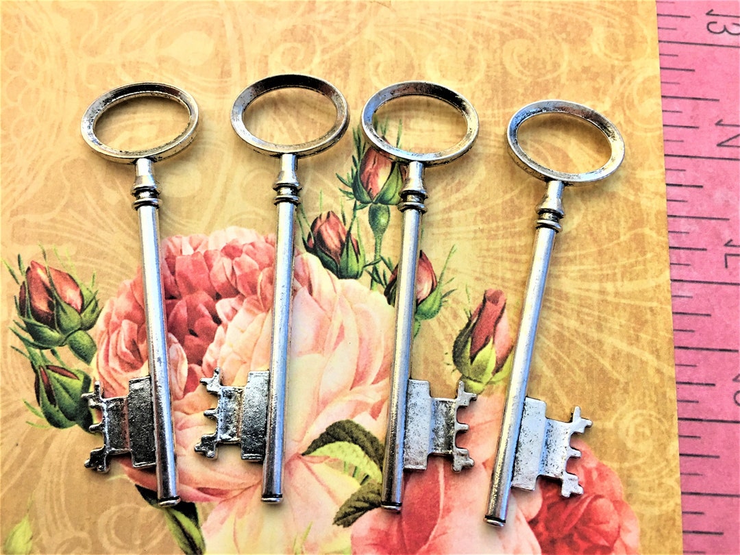 3” Keys Replica Extra Large Keys Skeleton Steampunk Crafts Charms ...