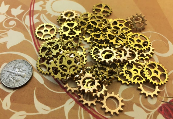 Gold Gears New Small Steampunk Cogs Sprocket Buttons Wheels - Etsy