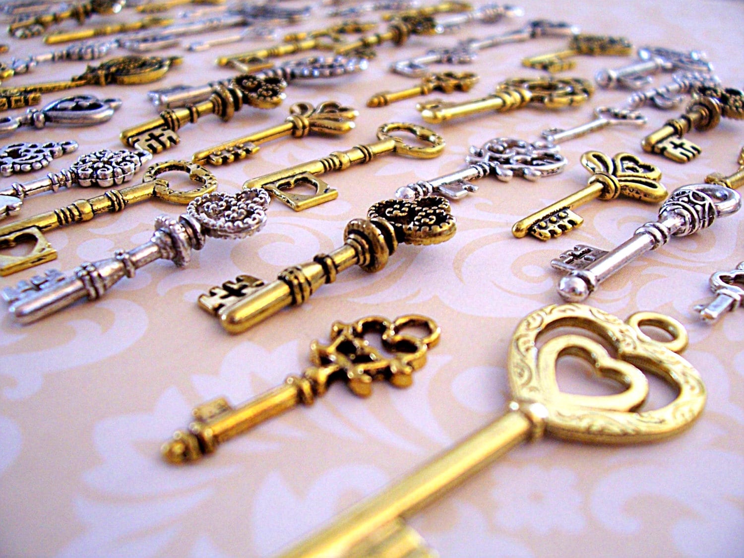 Reproduction Brass Silver & Gold Skeleton Keys Vintage Antique - Etsy