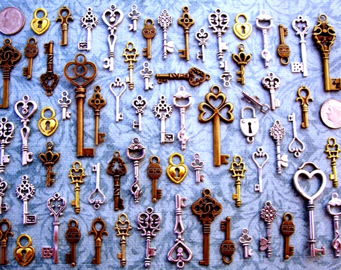 Old Bulk Lot Skeleton Keys Vintage Antique Replica Charms Jewelry ...
