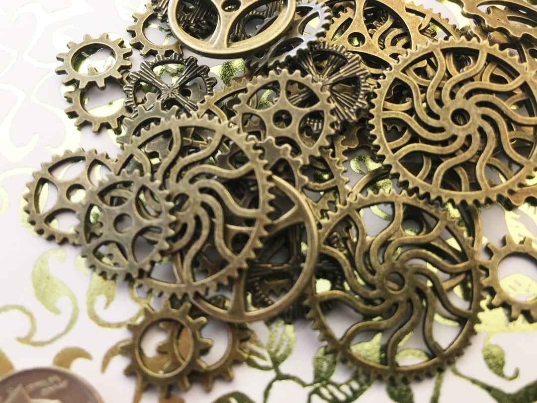 Gold Silver & Brass Steampunk Gears Cogs Buttons Wheels Watch Parts ...