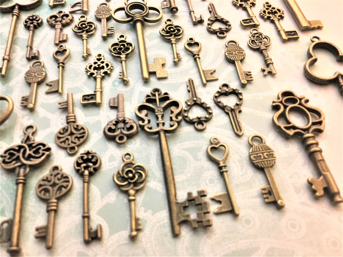Silver & Brass Replica Vintage Keys Skeleton Key Antique Gate - Etsy