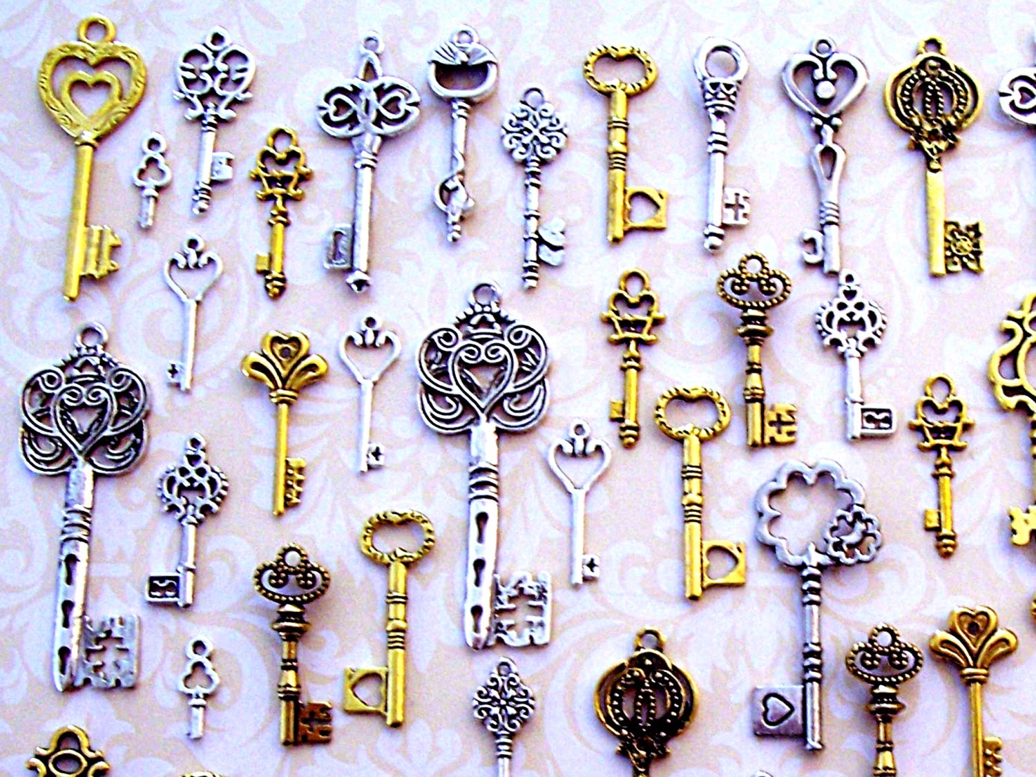Reproduction Brass Silver & Gold Skeleton Keys Vintage Antique - Etsy