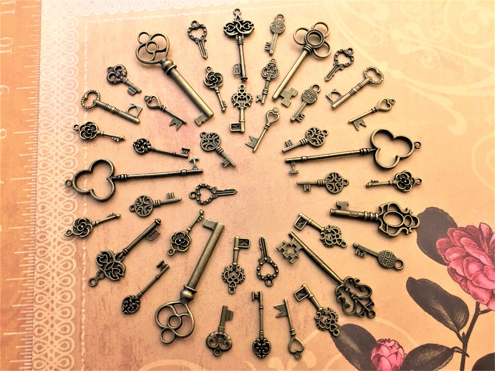 Replica Vintage Estate Gold Silver & Brass Skeleton Keys - Etsy