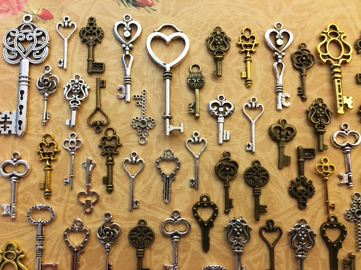 Replica Gothic Steampunk Skeleton Keys Bulk Lot Charms Wedding | Etsy