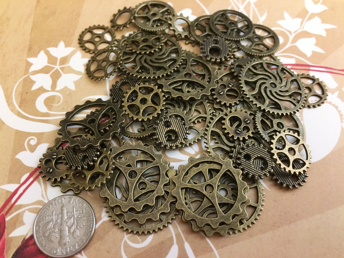 Fancy New Silver & Brass New Steampunk Gears Cogs Buttons Wheels Watch ...