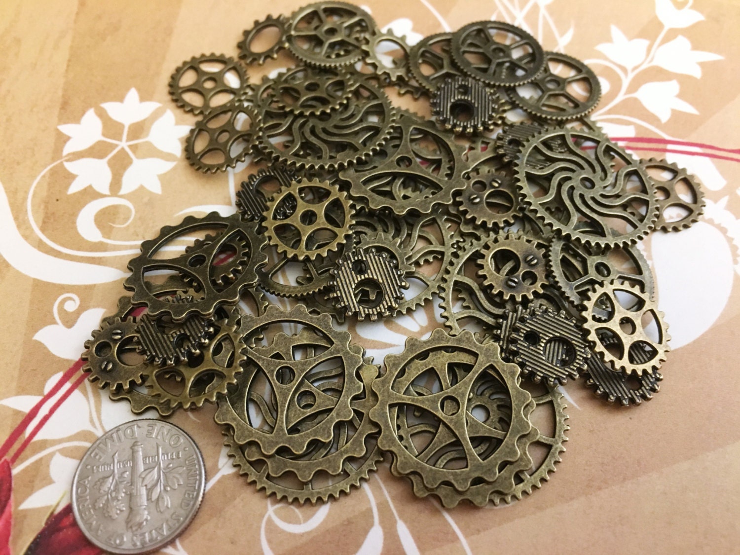 Fancy New Silver & Brass New Steampunk Gears Cogs Buttons | Etsy