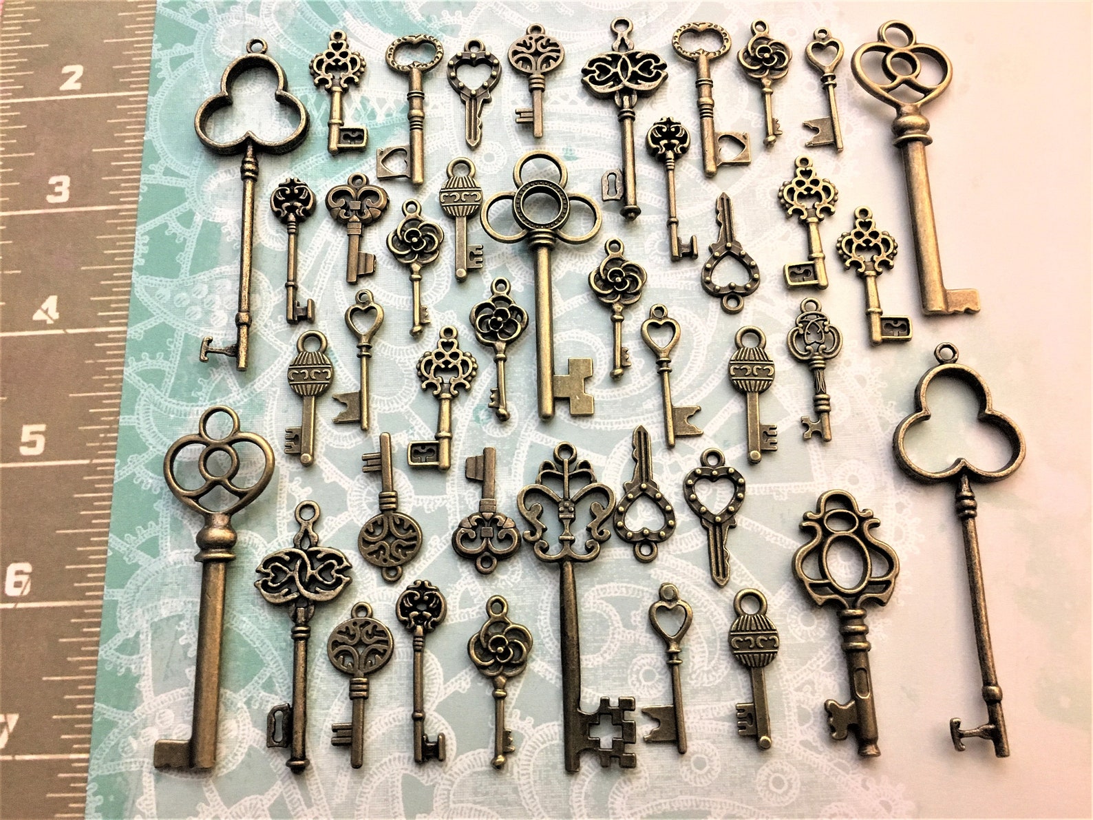 Silver & Brass Replica Vintage Keys Skeleton Key Antique Gate Church ...