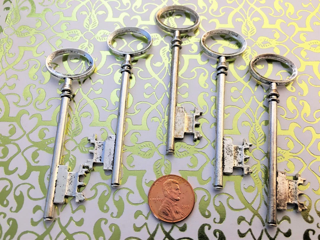 3" XL Extra Large Keys Skeleton Steampunk Crafts Charms Jewelry Wedding ...