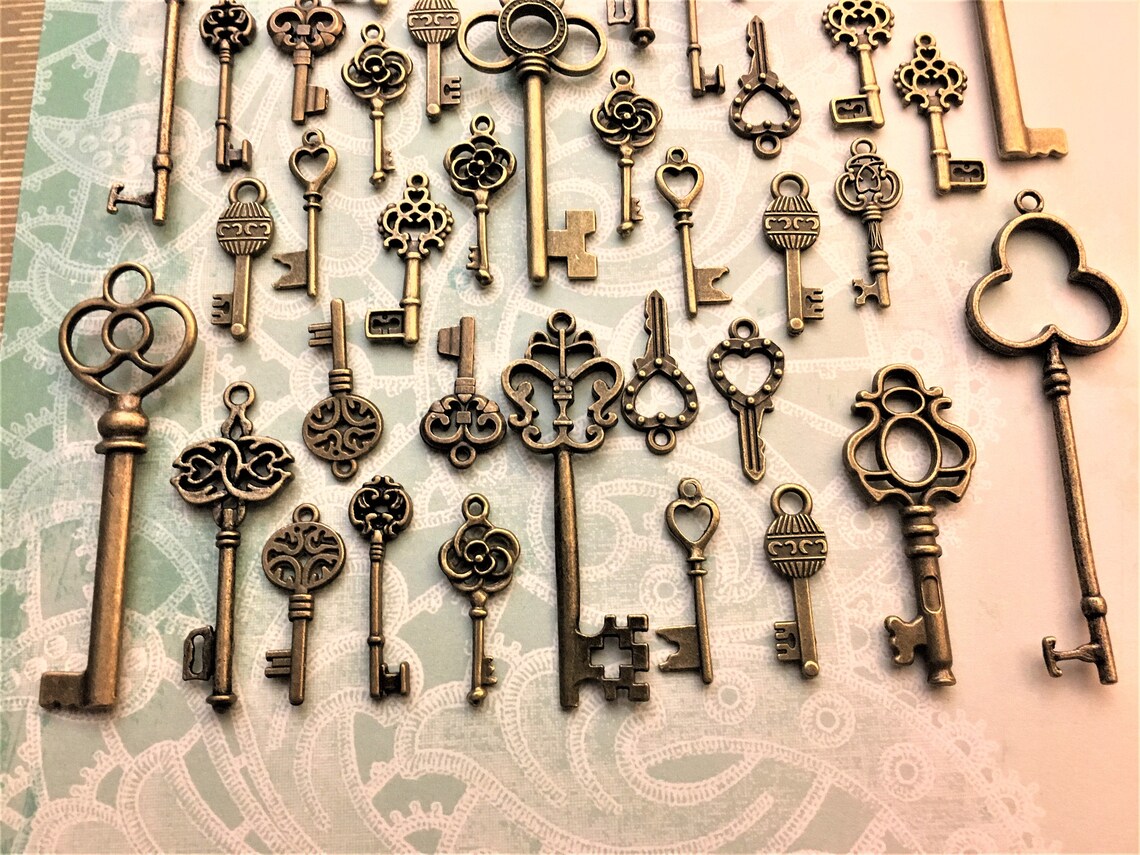 Silver & Brass Replica Vintage Keys Skeleton Key Antique Gate - Etsy