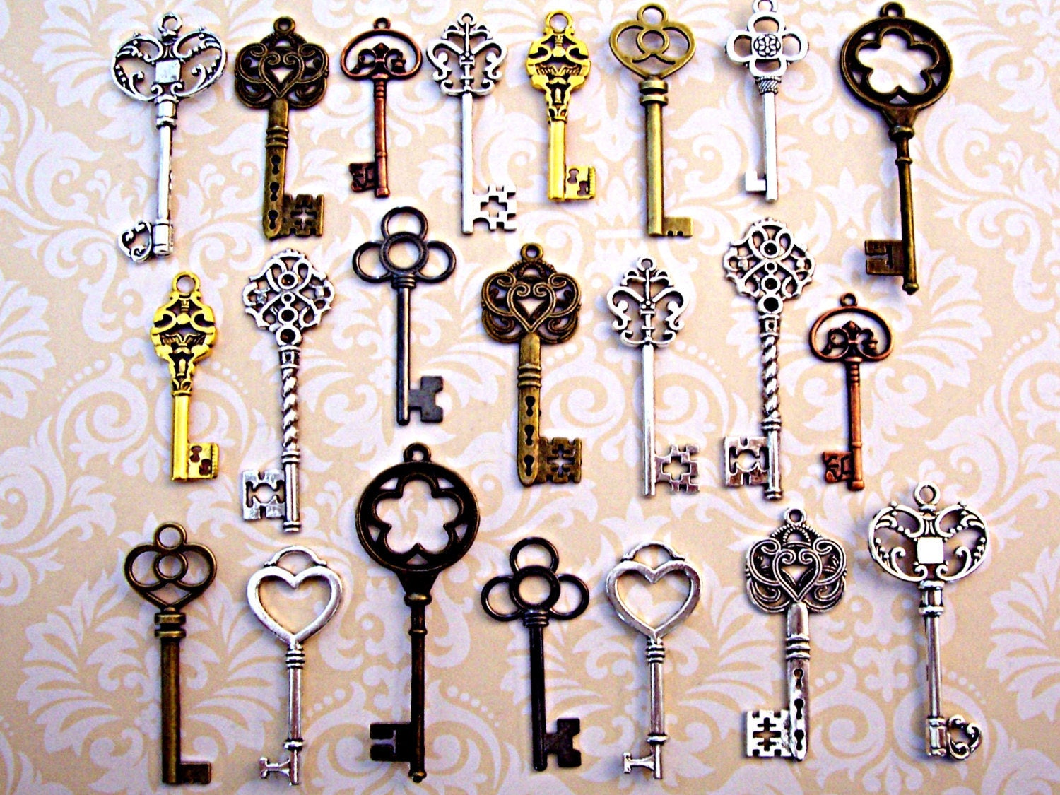 Home Décor Replica Vintage Brassy Keys Steampunk Vintage Jewelry Bulk ...