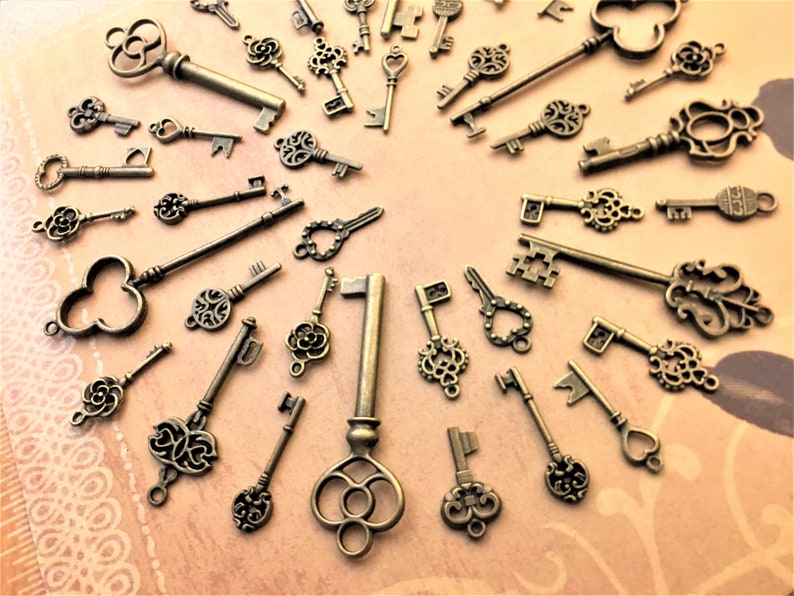 Silver Gold & Brass Replica Keys Vintage Skeleton Antique - Etsy