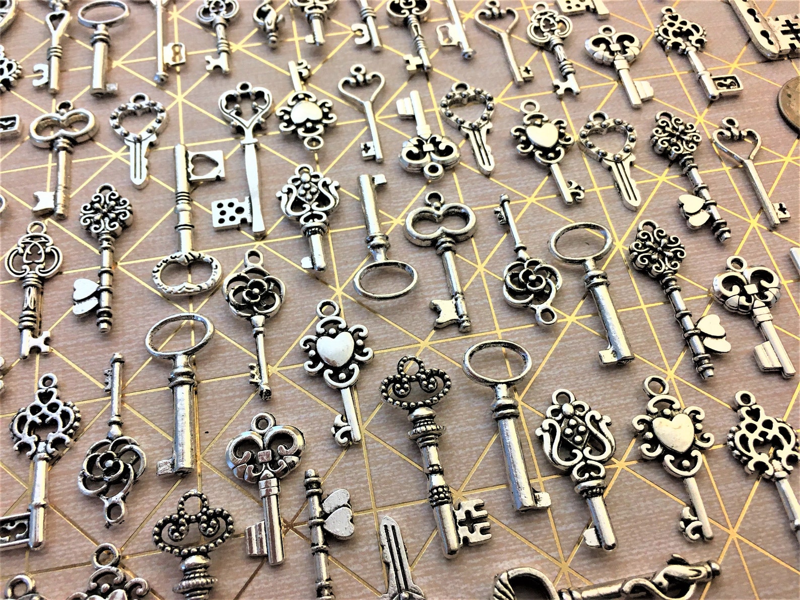 Replica Keys Brass Gold & Silver Vintage Craft Project Pewter - Etsy