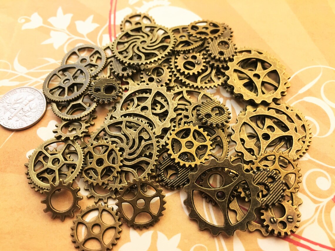 Fancy New Silver & Brass New Steampunk Gears Cogs Buttons - Etsy