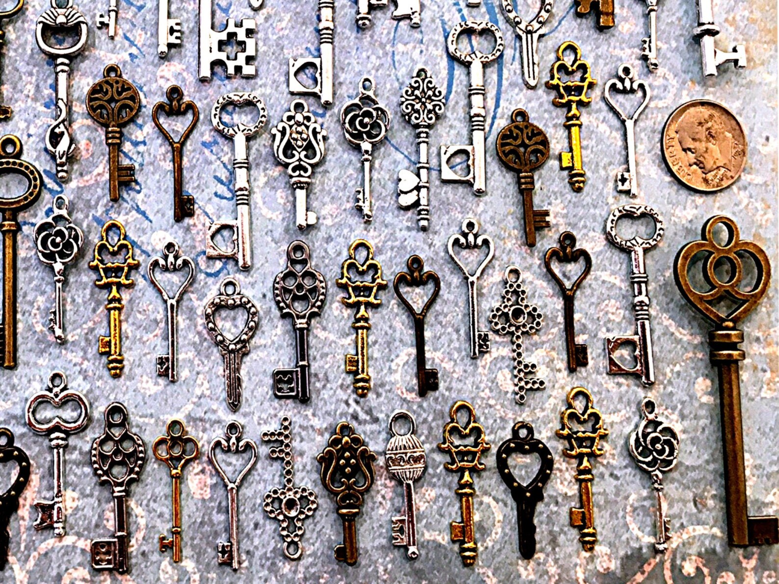 Neat Skeleton Keys to Life Replica Vintage Antique Charm Old Jewelry ...
