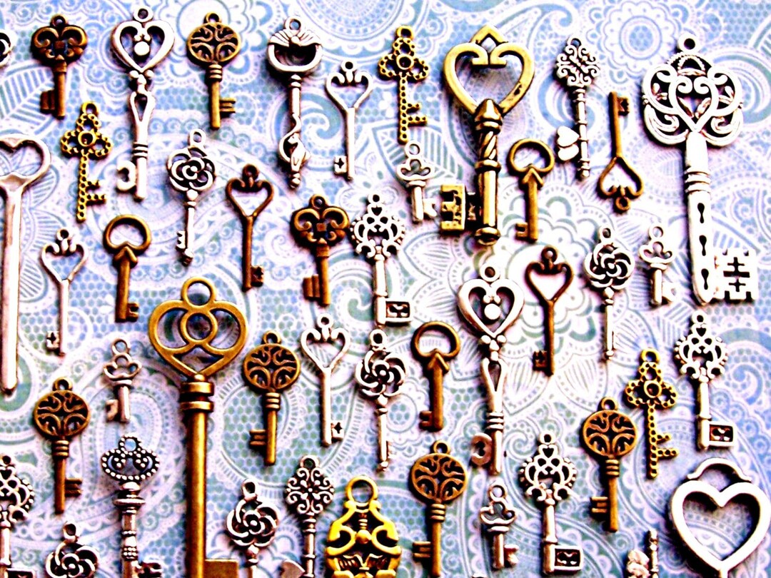 Replica Keys Ornamental Keys Skeleton Charms Jewelry Steampunk Wedding ...