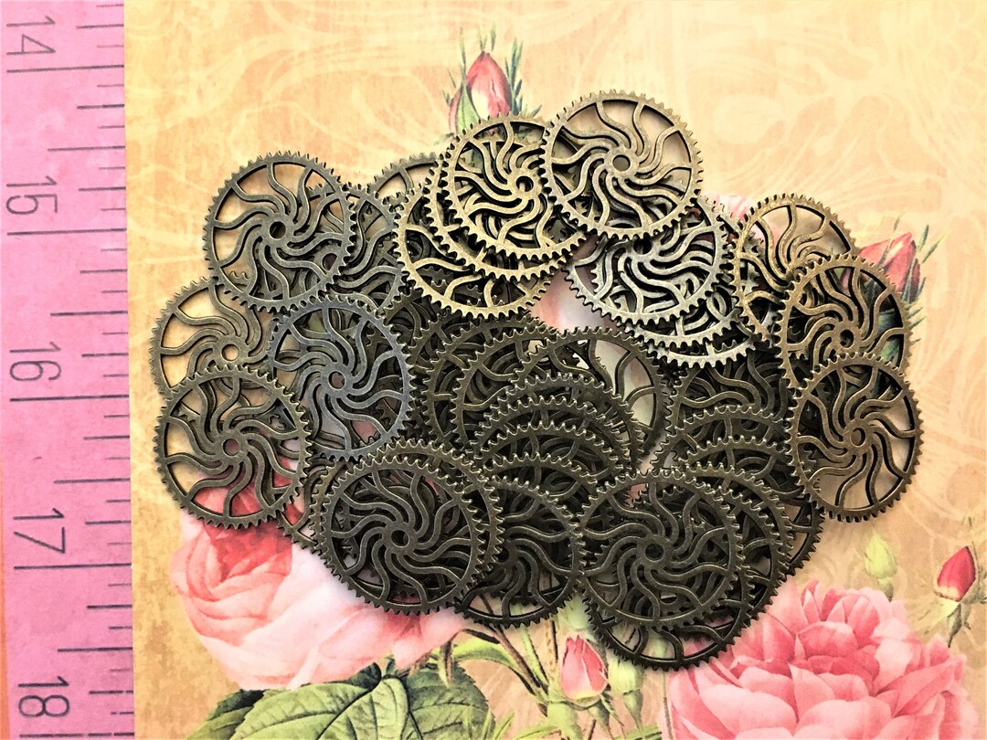 10 Brass Steampunk Twisted Spiral Spoke Gears Cogs Wheels Watch Parts ...