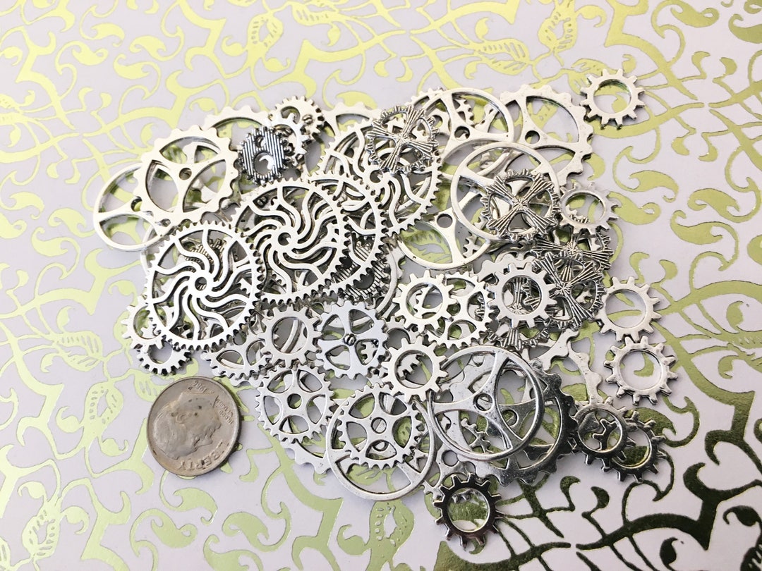 20 Gears Brass Silver Gold Steampunk Altered Art Clock Cogs Buttons ...