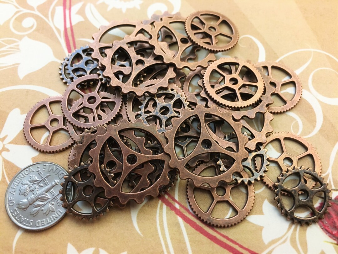 BRASS Cogs Steampunk Gears Buttons Watch Parts Ticker Timer Sprocket ...