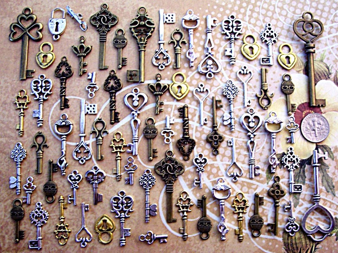 Silver Gold & Brass Replica Vintage Keys Skeleton Key Antique Gate ...
