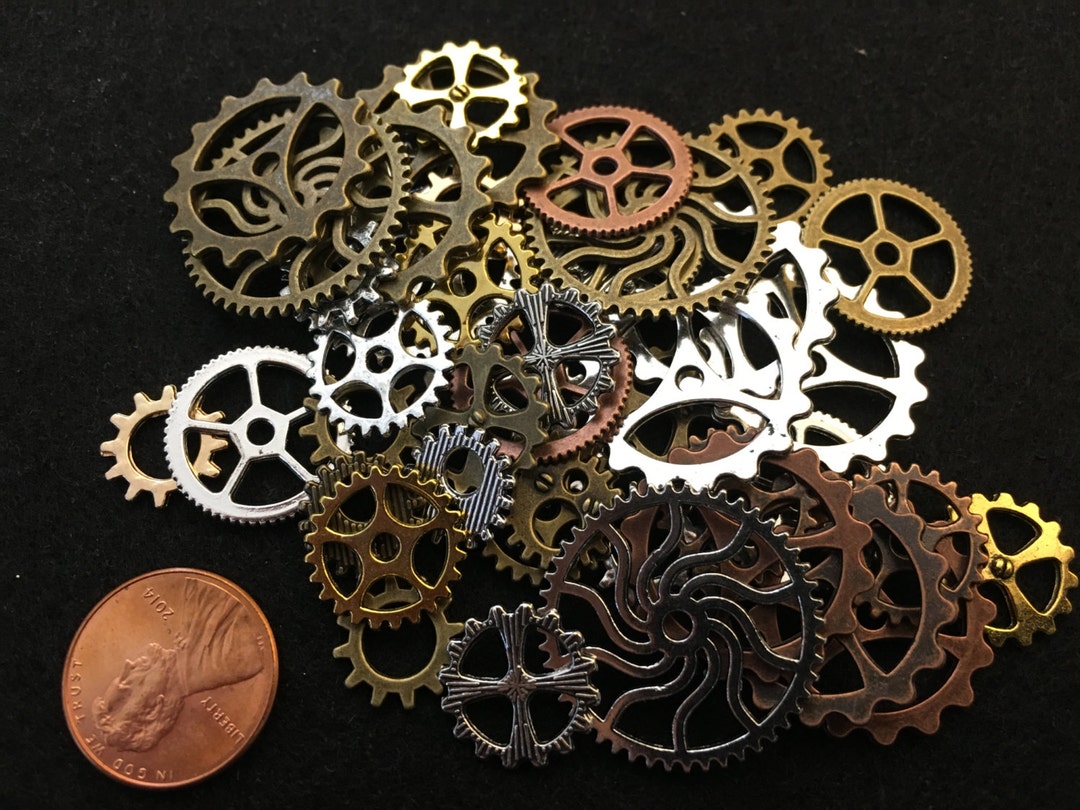 Gears Mixed Steampunk Craft Supply Cogs Buttons Watch Clock Cogwheel ...