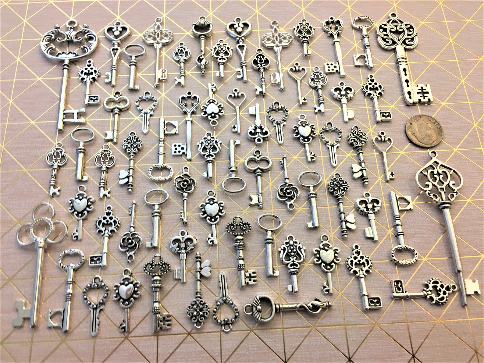 Replica Keys Brass Gold & Silver Vintage Craft Project Pewter - Etsy