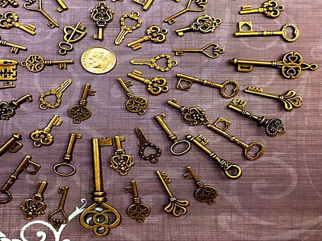 Replica Gold Silver & Brass Keys Gothic Skeleton Charms - Etsy