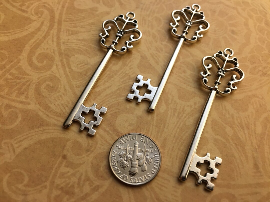 Replica Big 2.5 Halloween Keys Charms Jewelry Steampunk Silver Bridal ...