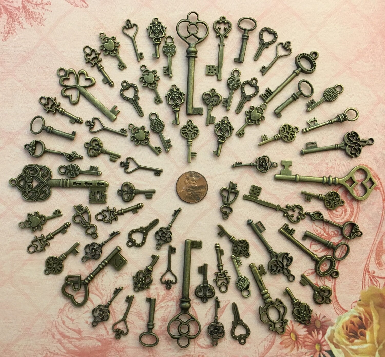 Silver Gold & Brass Replica Skeleton Keys of Reflection Charms - Etsy