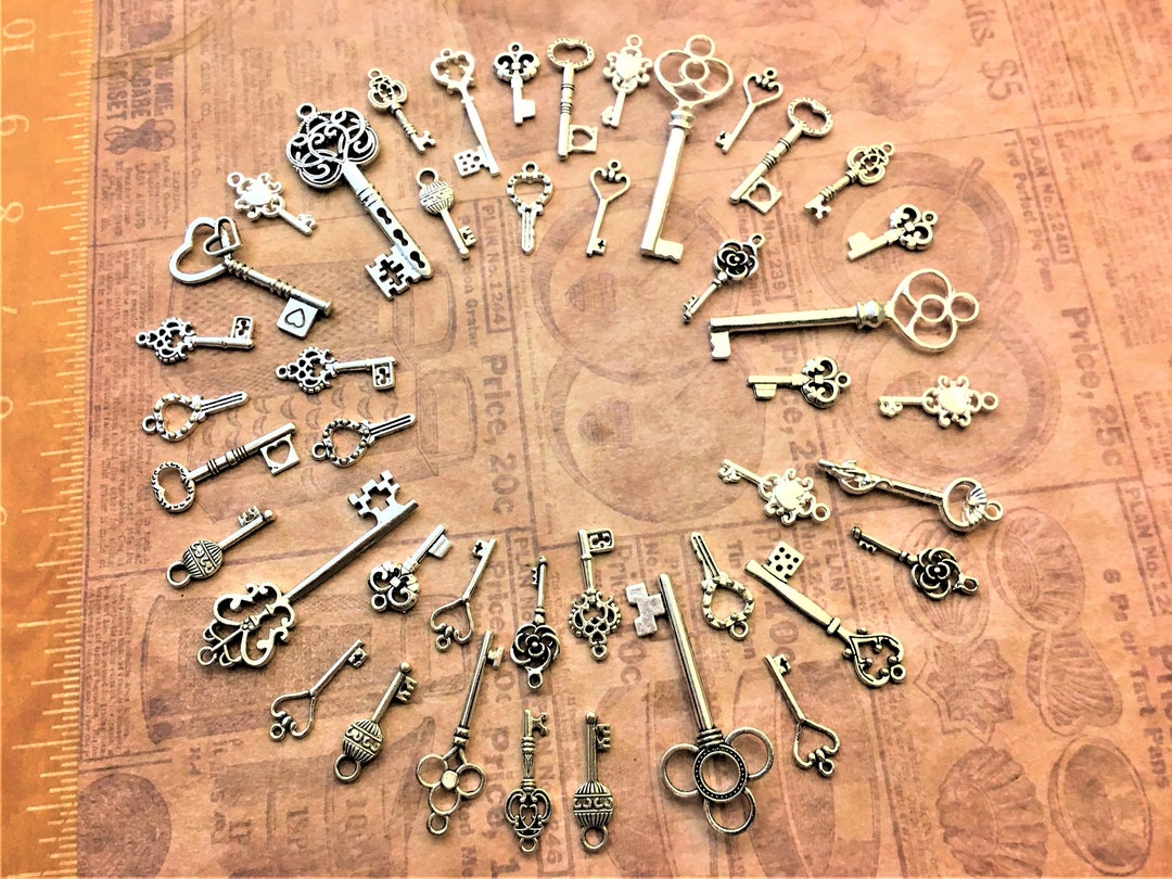 20 Replica Brass Gold & Silver Gothic Keys Guest Barrel Weaving ...