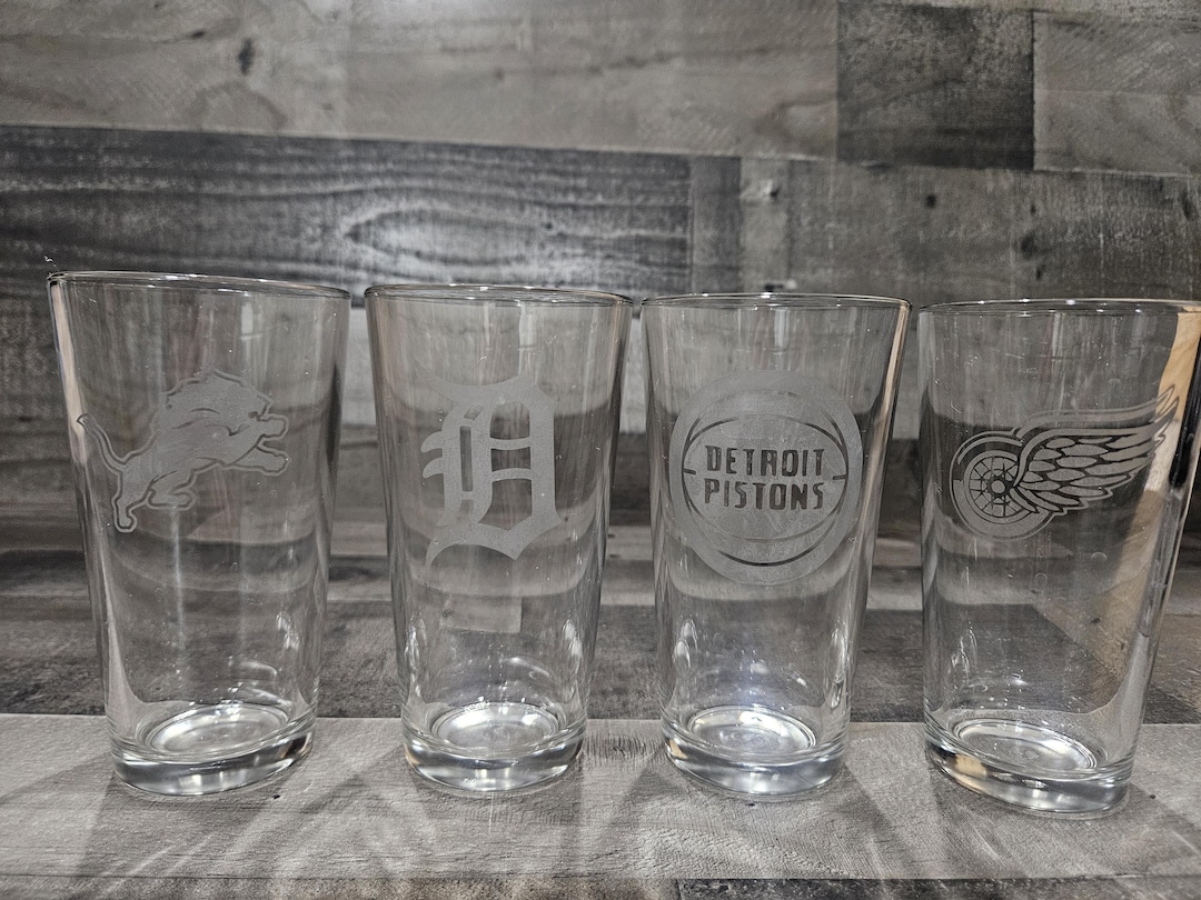Detroit Sports Etched Rocks Glasses Sports Whiskey Bourbon Scotch Beer ...