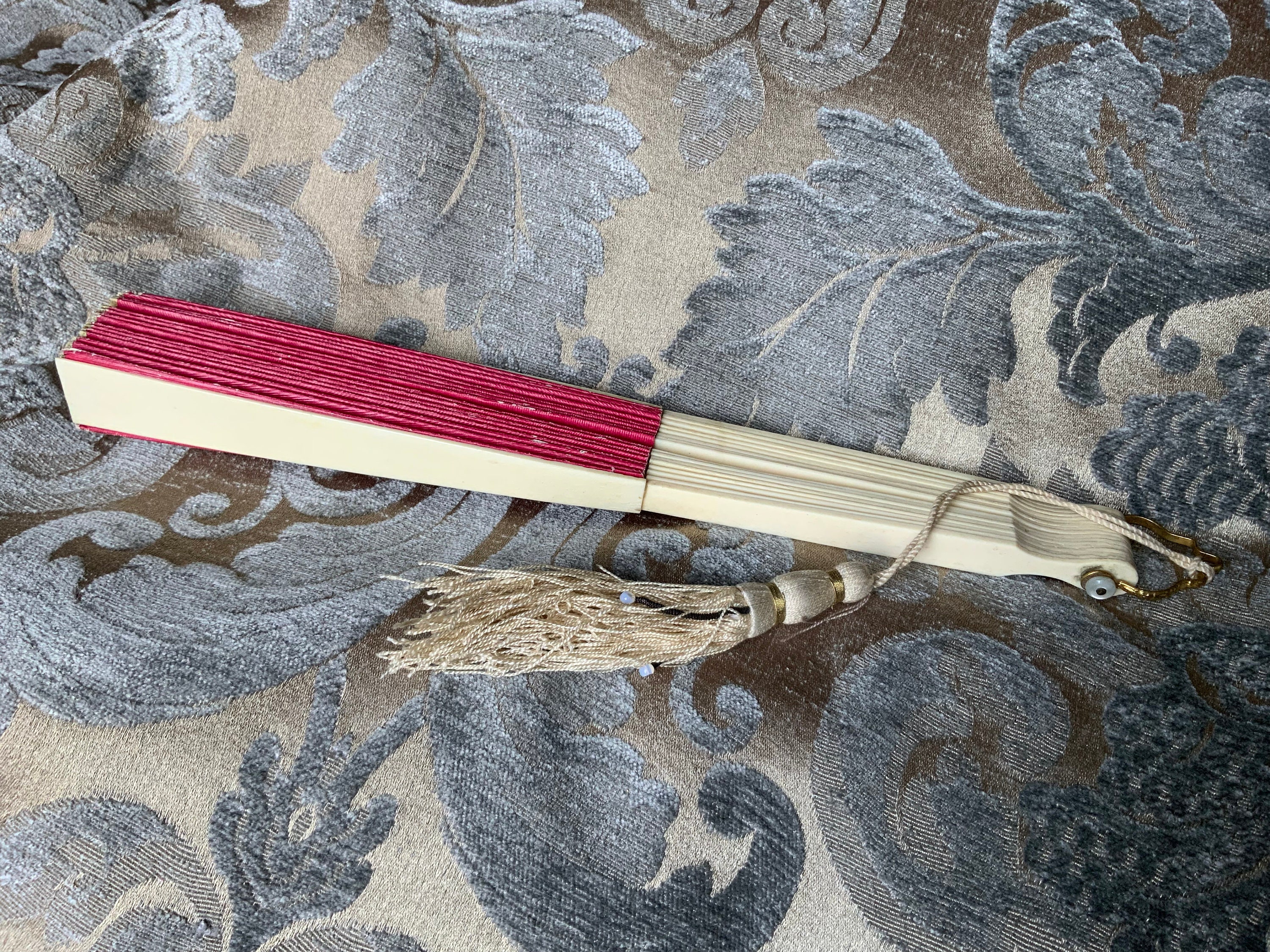 Antique Victorian Hand Fan Red With Gold Stars - Etsy