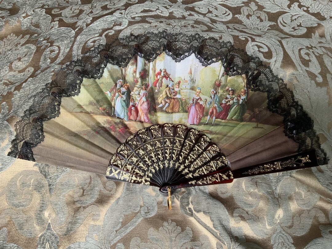 Hand Fan With 18th Century Scene - Etsy