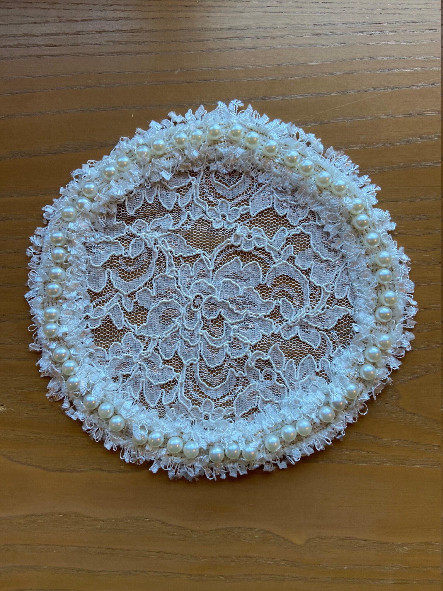 Handmade Cream Lace Doily Head Cover With Pearl Fringe Kippah (and ...