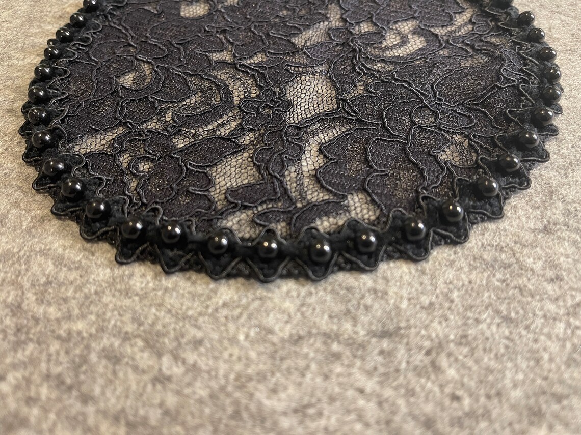 Handmade Beautiful Black Lace Doily Head Cover Unique Trim of Black ...