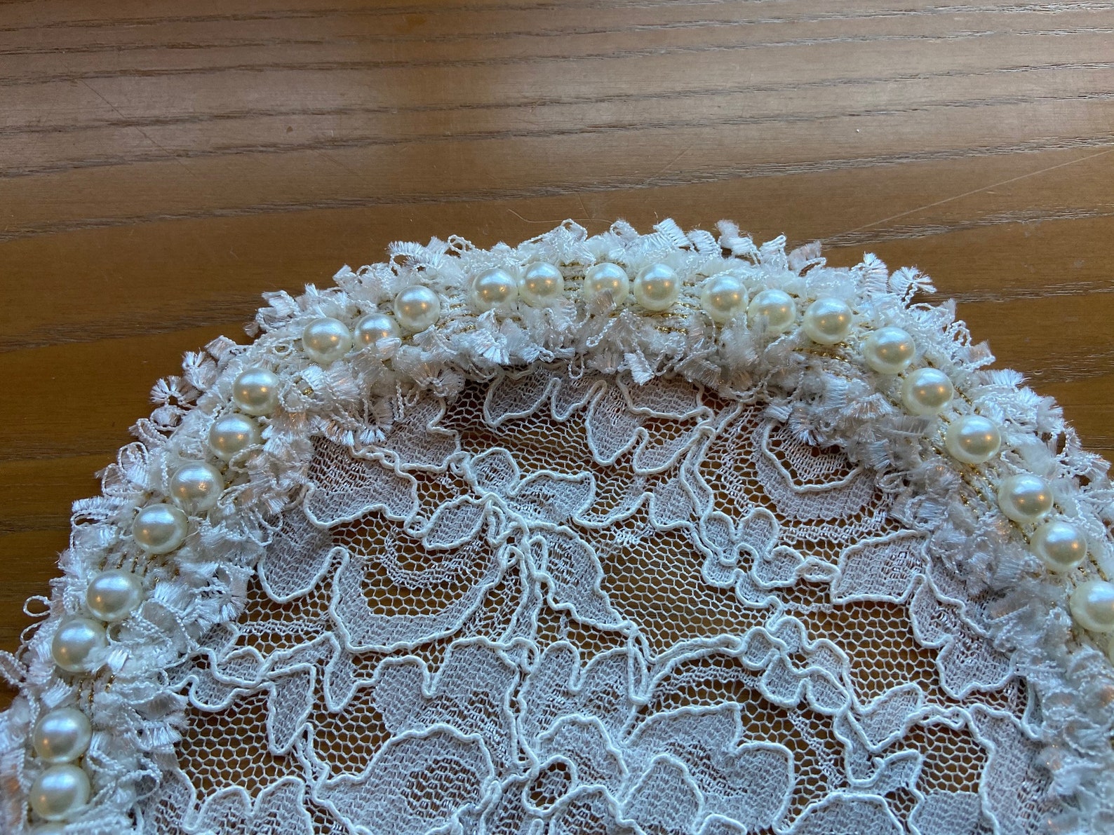 Handmade Cream Lace Doily Head Cover With Pearl Fringe Kippah (and ...