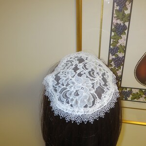 Handmade Cream Lace Doily Head Cover With Delicate Trim Accent Veil ...