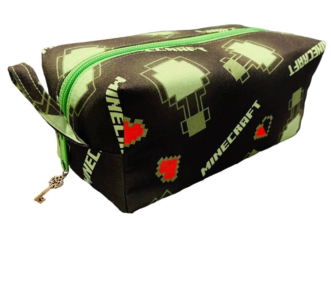 Minecraft Theme Toiletry Bag, Video Game, Zipper Pouch, Handmade, Lined ...